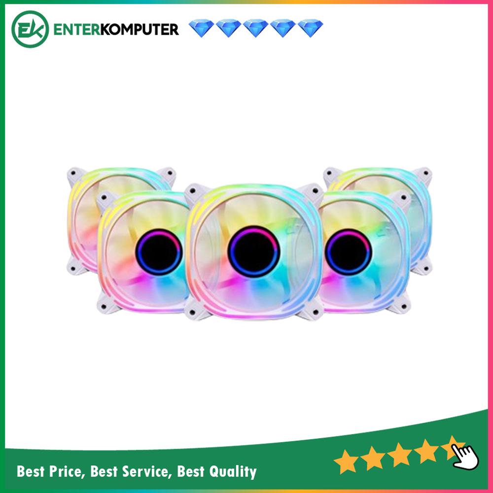 Cube GAMING MYSTIQUE Fan White 12CM PWM A-RGB Fan (5x 12CM PWM Fan A ...