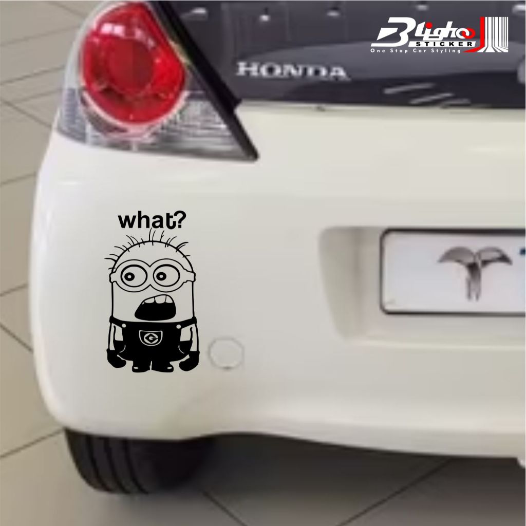 Blighoo CUTTING MINION Car BODY Sticker/Glass WHAT? Cute CUTTING ...