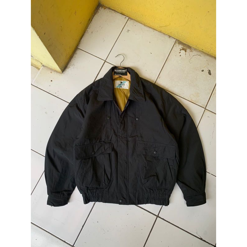 HITAM Black Sadller Casual Flight Jacket | Shopee Philippines