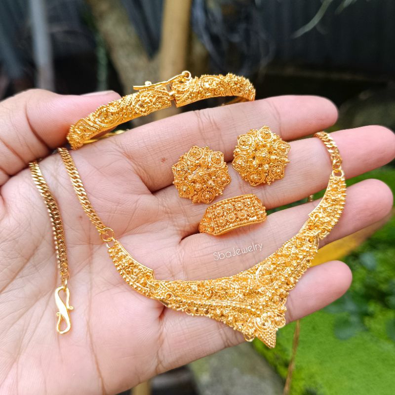 Gold Plated Alpaca bali Jewelry set (Empress Necklace) | Shopee Philippines
