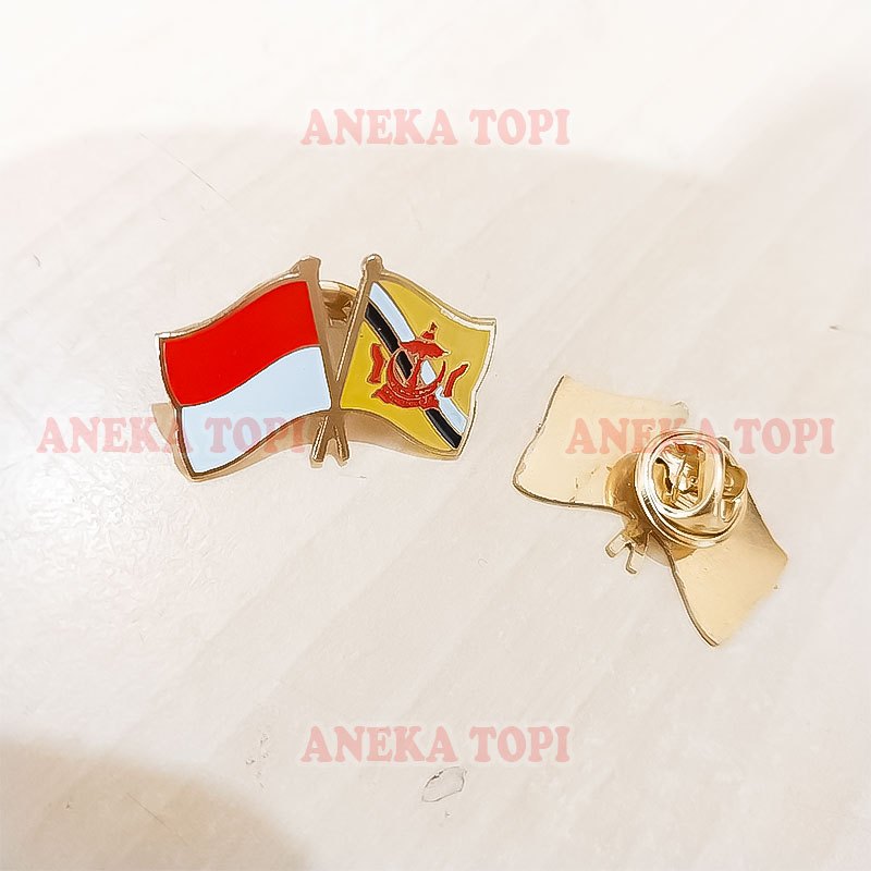 Cross Flag Pin Brunei Indonesia Friendship Flag Pin Indonesia Brunei ...