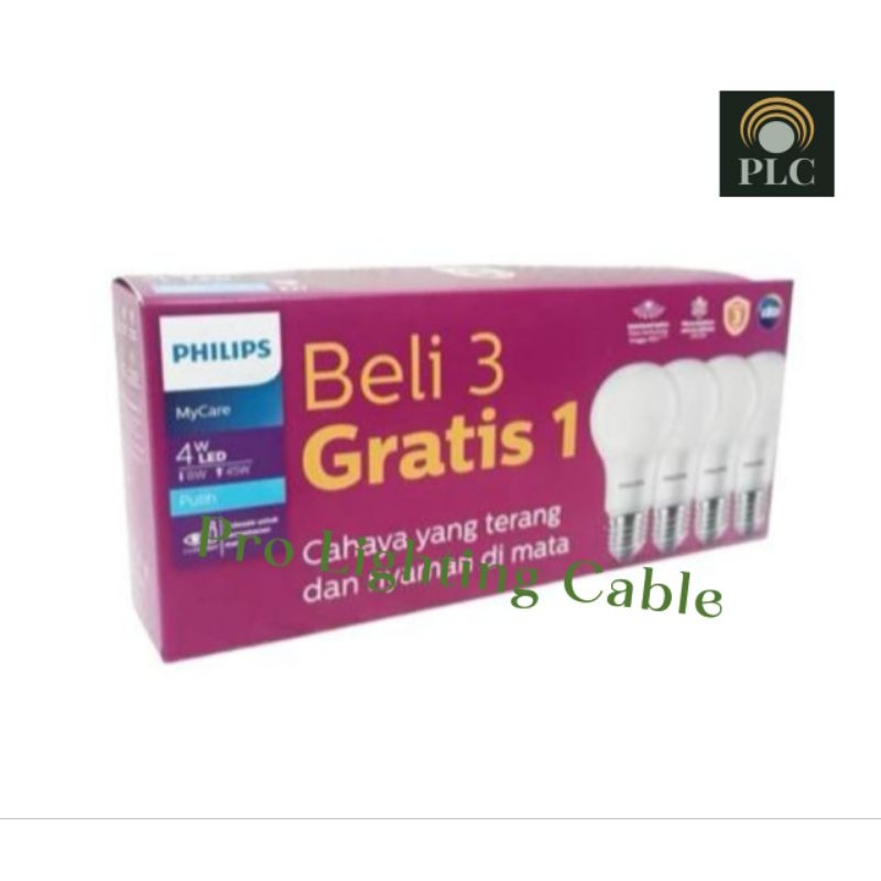 PUTIH Mycare Philips Multipack Led Bulb Lamp 4Watt Package White/Cool ...