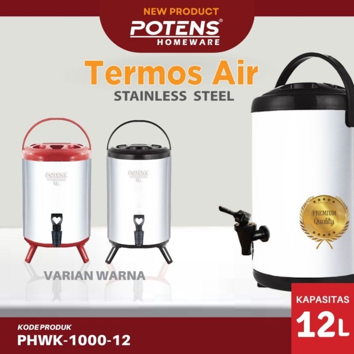 TERMOS Milk Tea Bucket 12 Liter POTENS | Food Grade Stainless Steel ...
