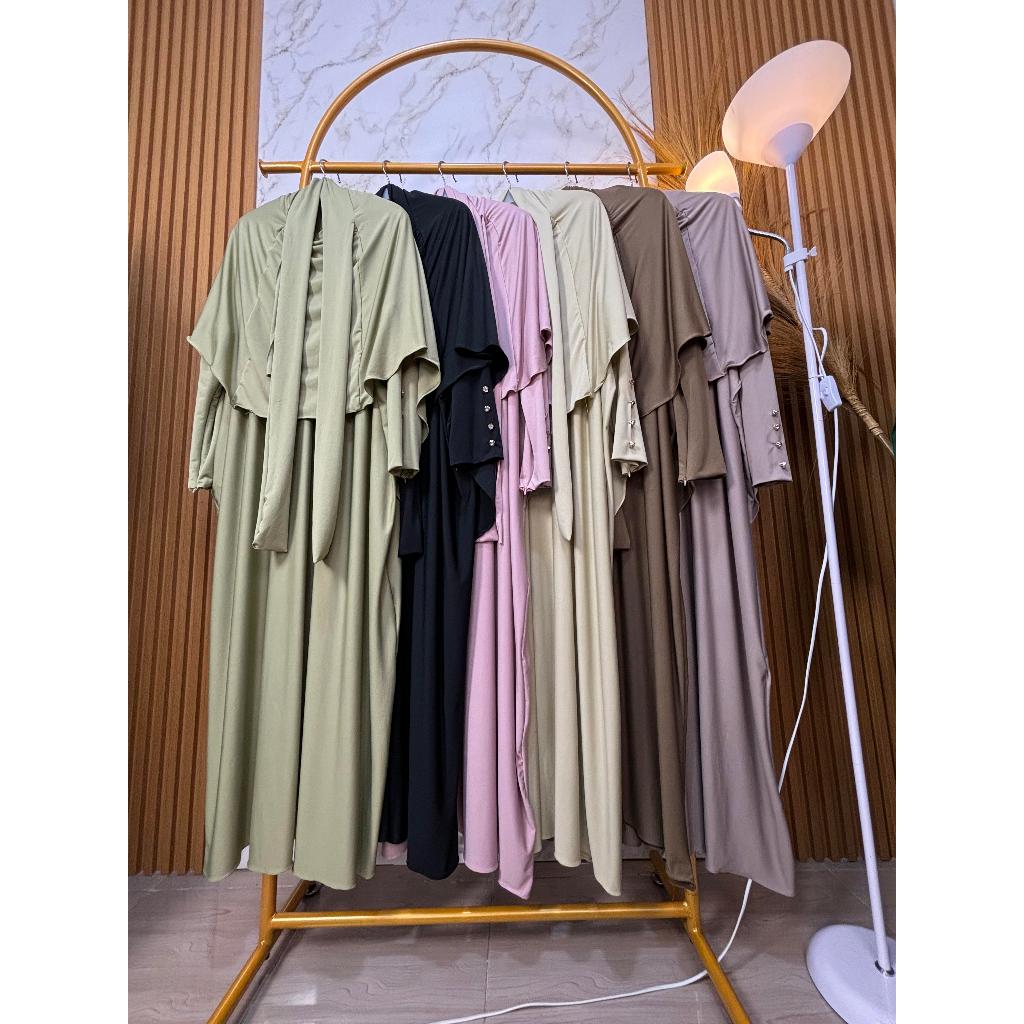 Mecca Abaya set Abaya Veil matt jersey Umrah Abaya Daily Muslim Syari ...