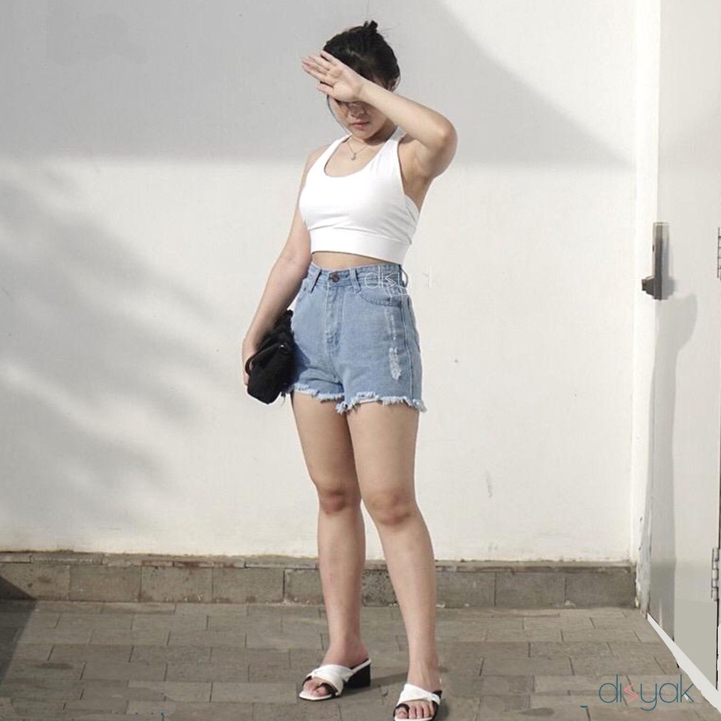 ART R79O DISYAK Hotpants Ripped Jeans 132232 Light Blue | Shopee ...