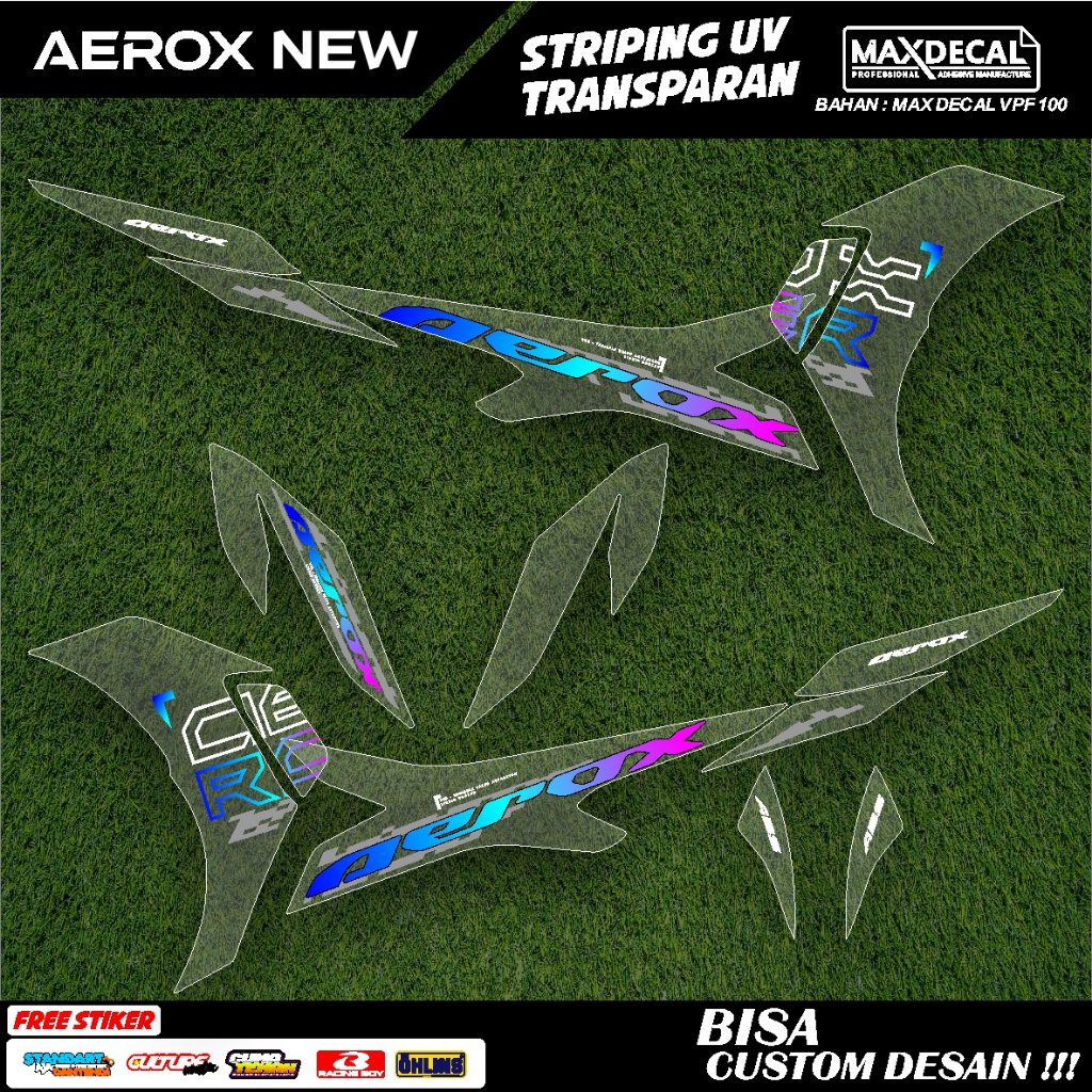 Aerox 155 New Connected Striping Sticker Transparent UV Semifull Racing ...