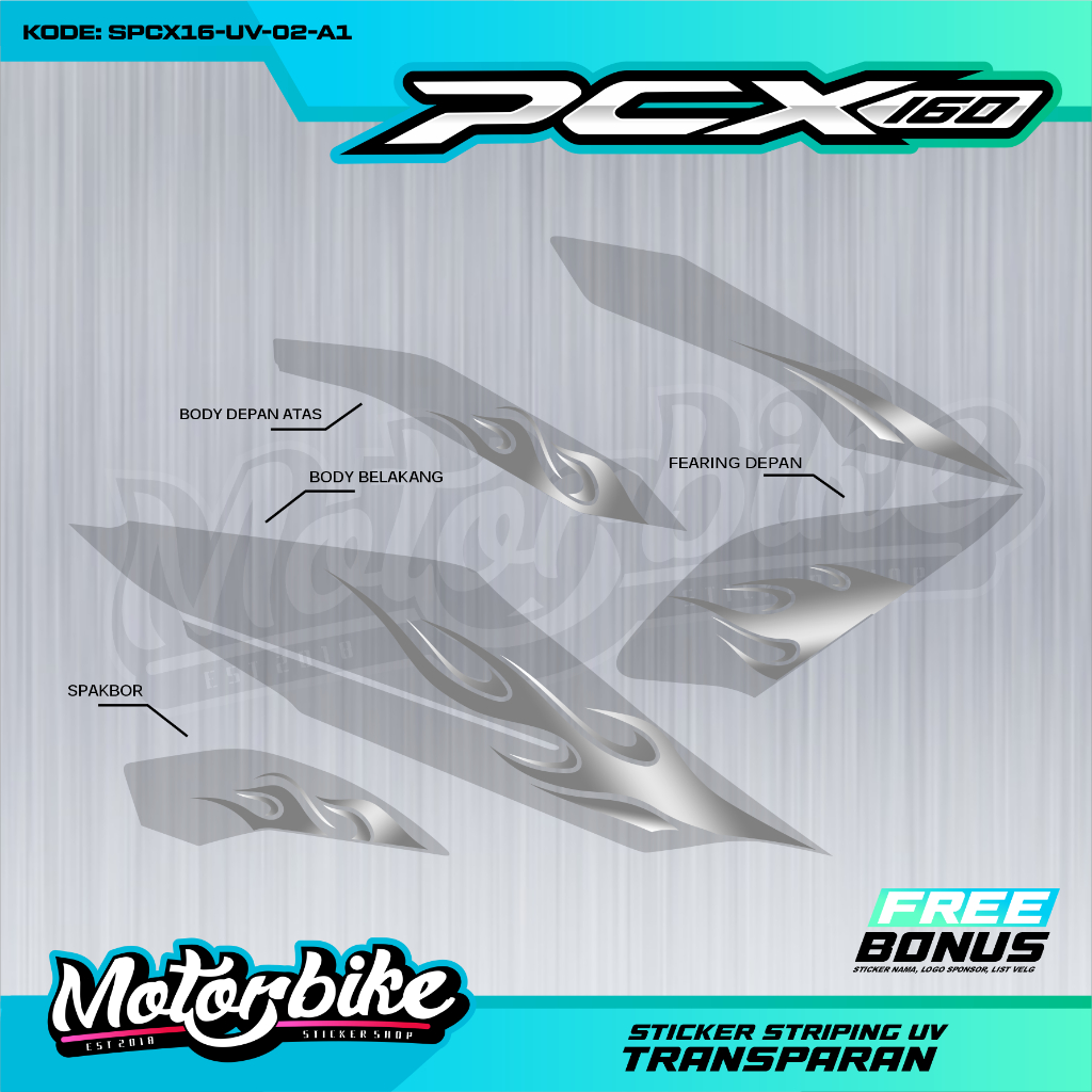 Uv TRANSPARENT STRIPING MAXDECAL MATERIAL MOTORCYCLE PCX 160 simple ...