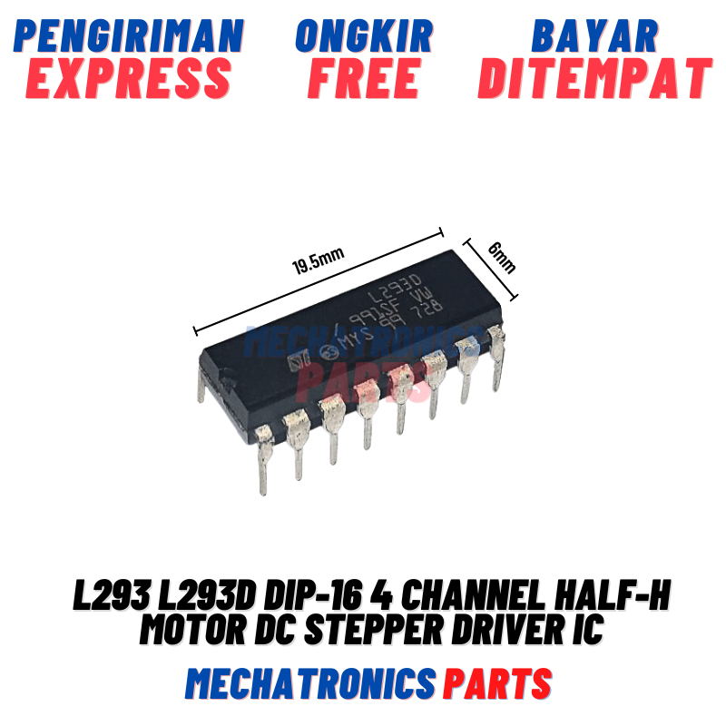 L293 L293D DIP 16 4 CHANNEL HALF H DC MOTOR STEPPER DRIVER IC | Shopee ...