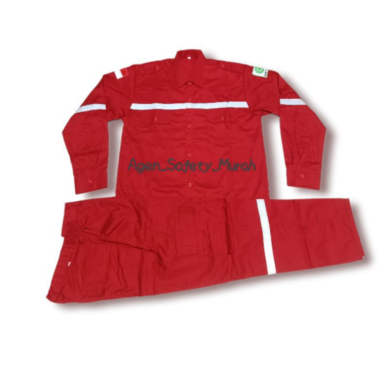 MERAH Safety Clothes K3 safety HSE Red Field Work Uniform Embroidery ...