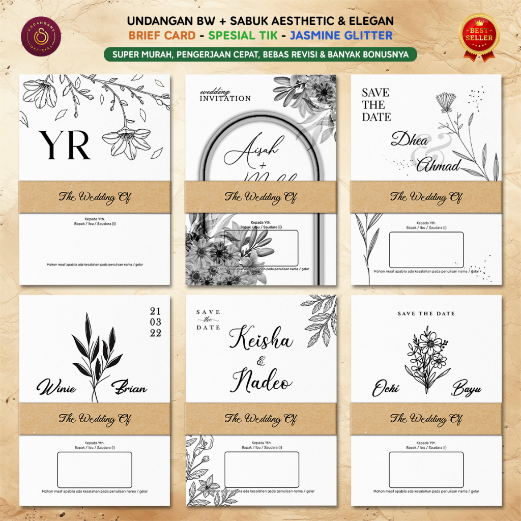 Monochrome Belt Wedding Invitation, AESTHETIC, SIMPLE, Elegant - Us4 ...