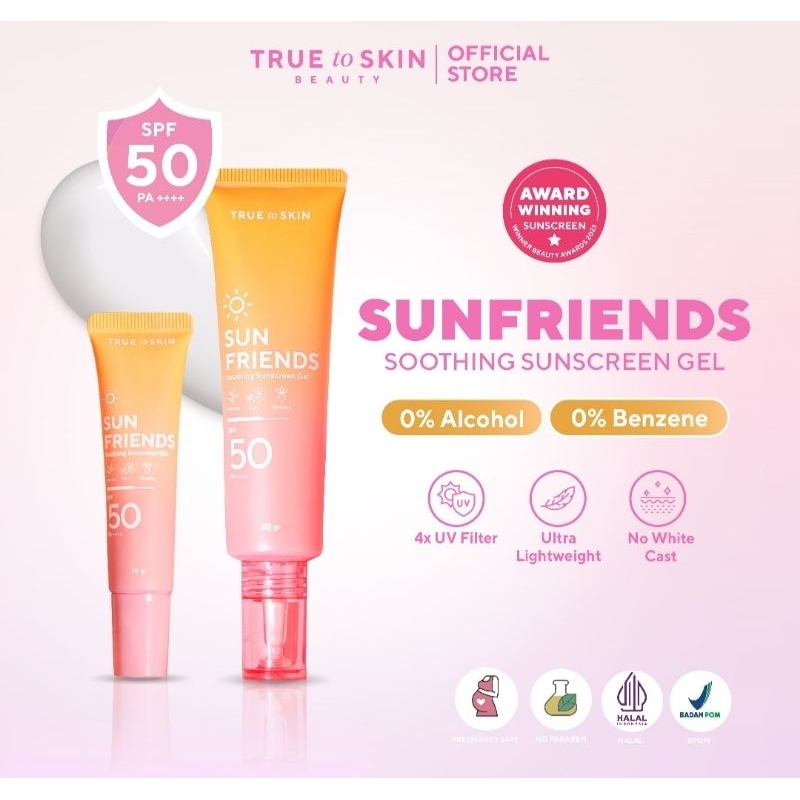 True to Skin Sun Friends Sunscreen Gel SPF 50 PA ++++ 30g | Shopee ...