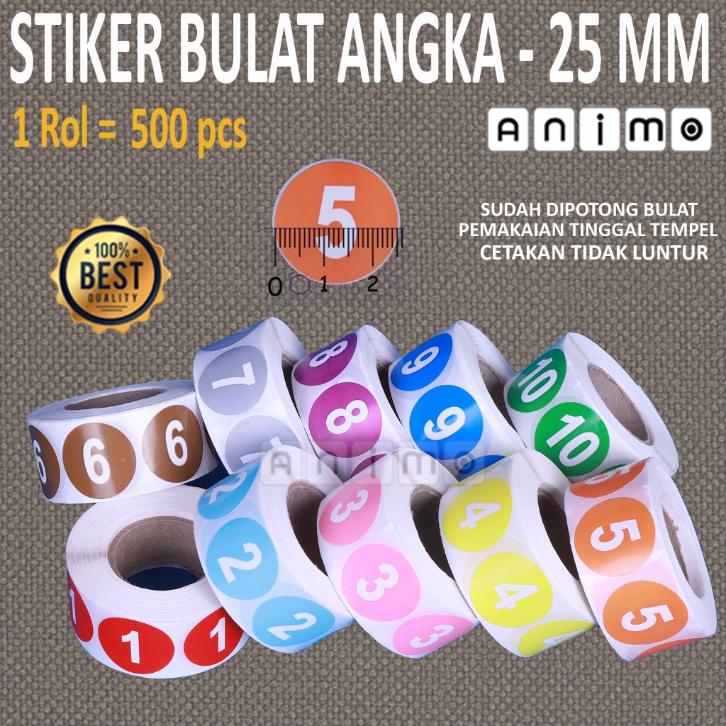 25 mm NUMBER ROUND STICKER - Number Sticker - LETTER Sticker - 25 mm ...