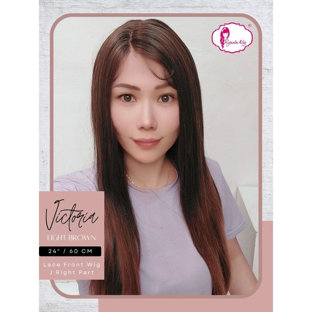 Ryuuta Wig Lace Front Wig Long Straight Victoria Black Brown 24 inch 60 ...