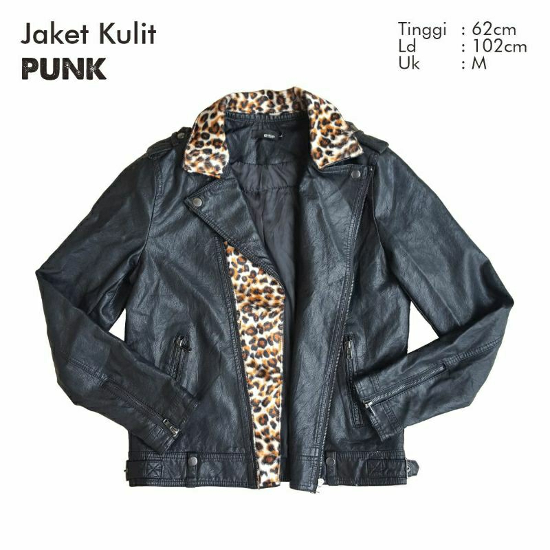 Uk. M // Punk Jacket // Leather Jacket // Ramones Jacket // Leopard ...