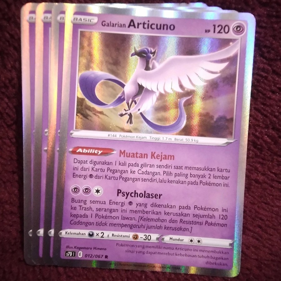 Galarian Articuno s7d ∣ 012/067 - Pokemon TCG Indonesia foil holo | Shopee Philippines