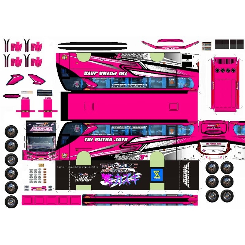 Papercraft bus Sheet tri putra jaya azzalea 50 Scale non Lamination ...