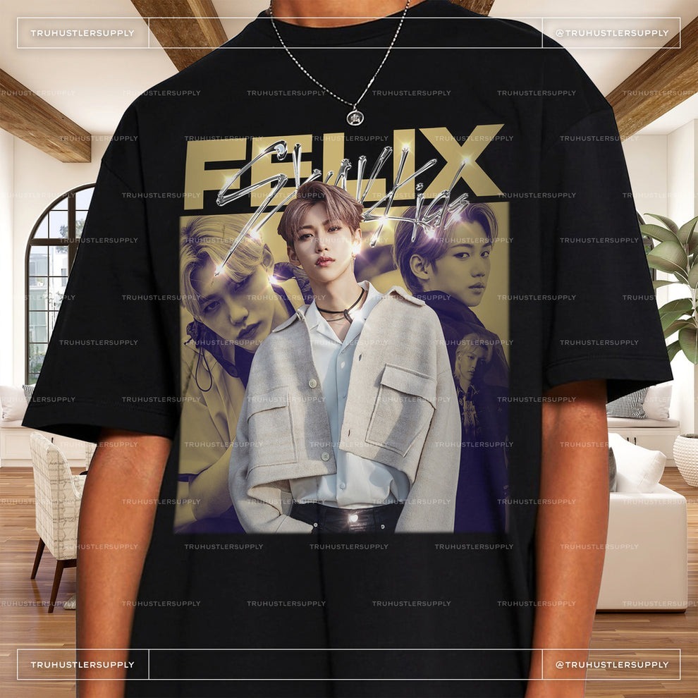 PUTIH HITAM T-shirt Stray Kids Felix-Hyunjin-Bang Chan-Changbin-Han-I.N ...