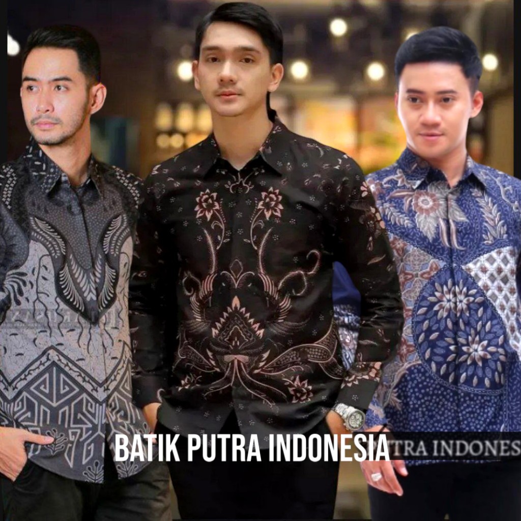 KEMEJA Premium Long Sleeve Men's BATIK Shirt Size M L XL XXL BATIK PUTRA INDONESIA Code 009 ...