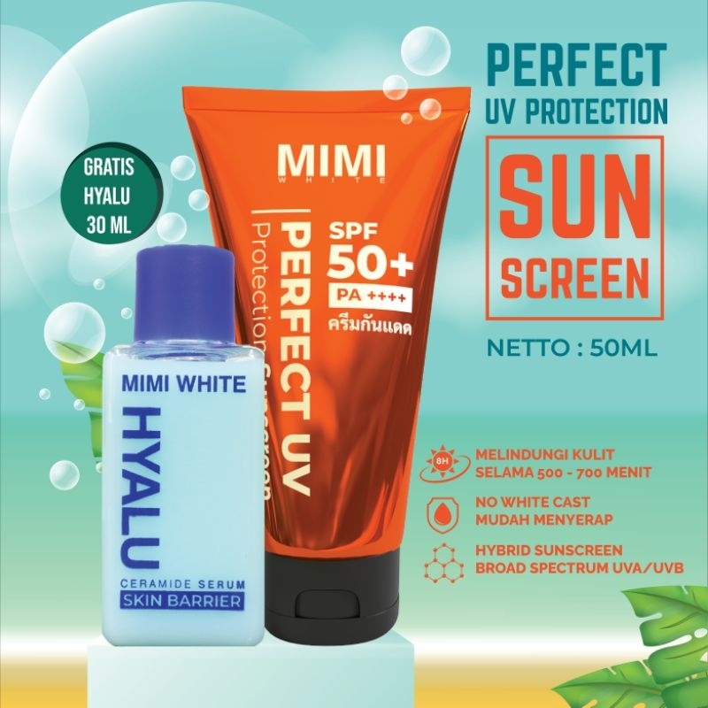 Mimi WHITE Sunscreen SPF 50 PA++++ Vit E+Hyaluronic Serum 30ml | Shopee ...