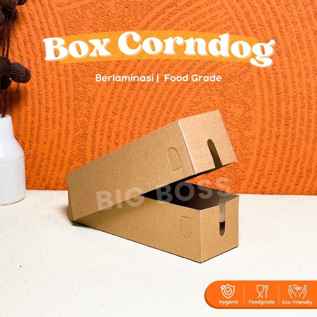 Laminated Kraft Corndog Box 18x5,5x5cm Take Away / Rolled Egg Hotang ...