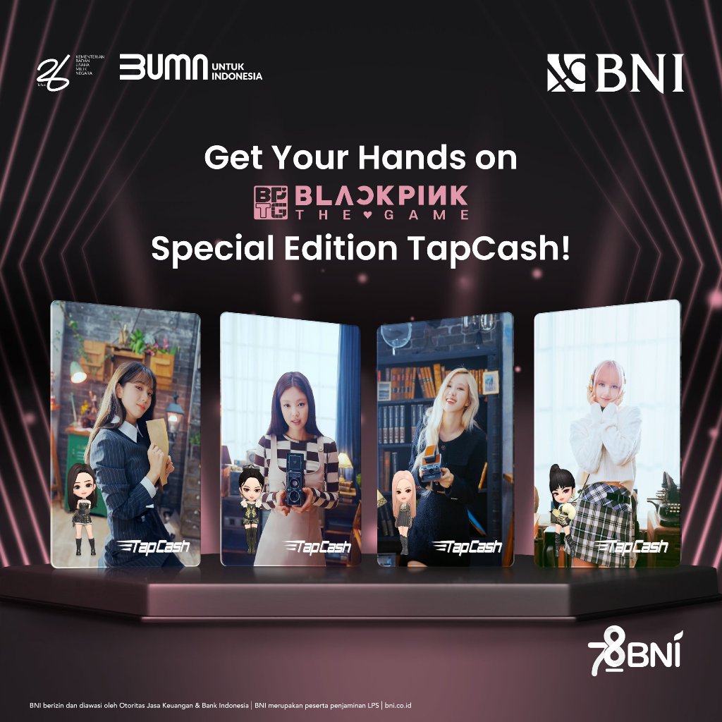 Blackpink The Game BPTG Special Edition TapCash BNI - Jisoo Jennie Rose ...