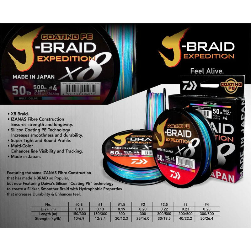 Pe DAIWA J-BRAID EXPEDITION MADE IN JAPAN/PE BRAID X8 | Shopee Philippines
