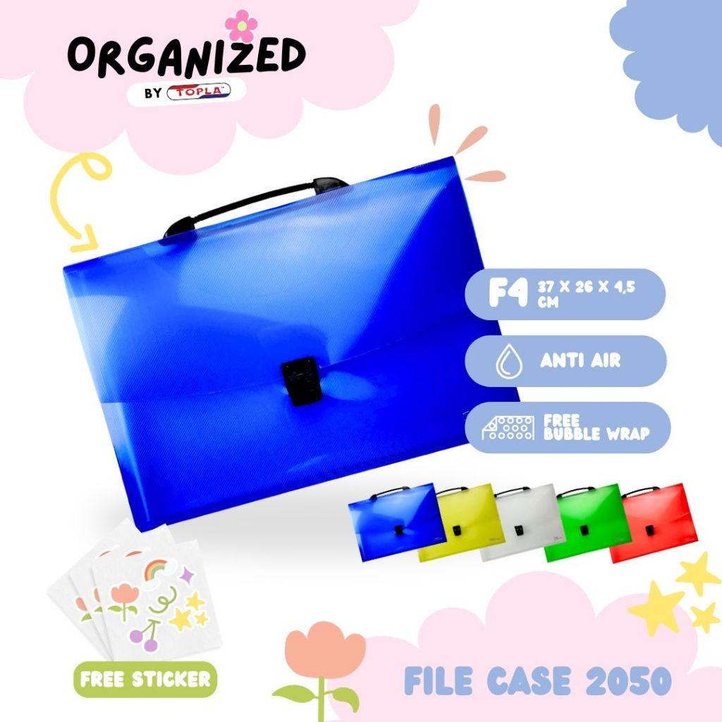 Topla File Case 2050/4.5 cm Thick Transparent File Case/Handle Document Bag/F4 & A4 Size Bag ...