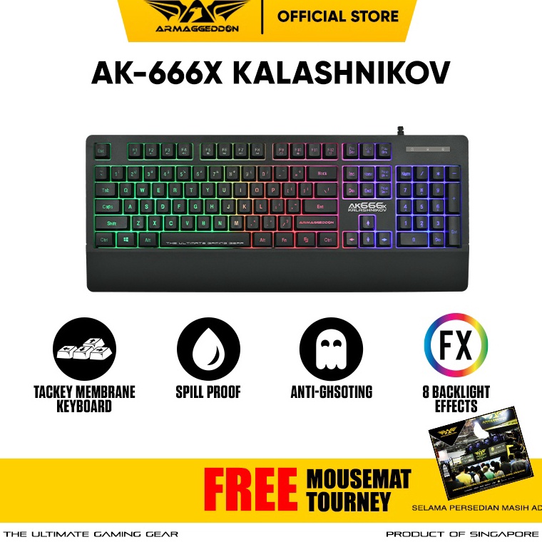 CODE N85O Gaming Keyboard Armaggeddon AK 666x Kalashnikov Spill Proof ...