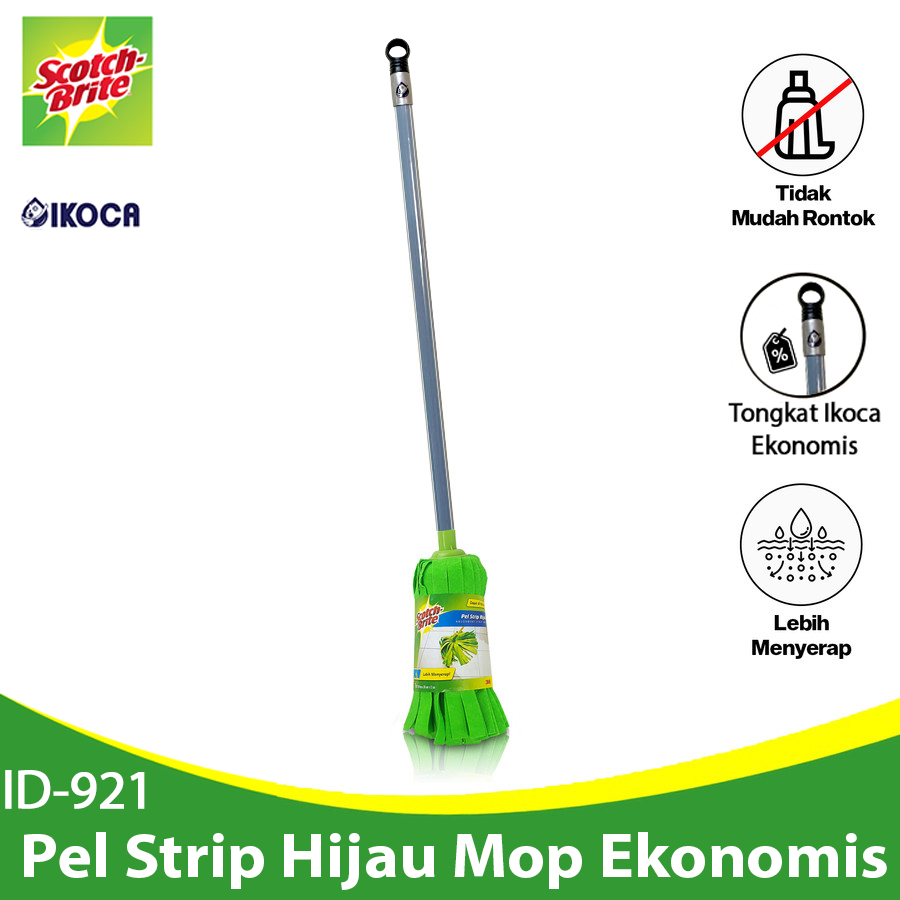 HIJAU Pusapu 3M Scotch-Brite 3M Ikoca Stick Green Strip Mop Economical ...