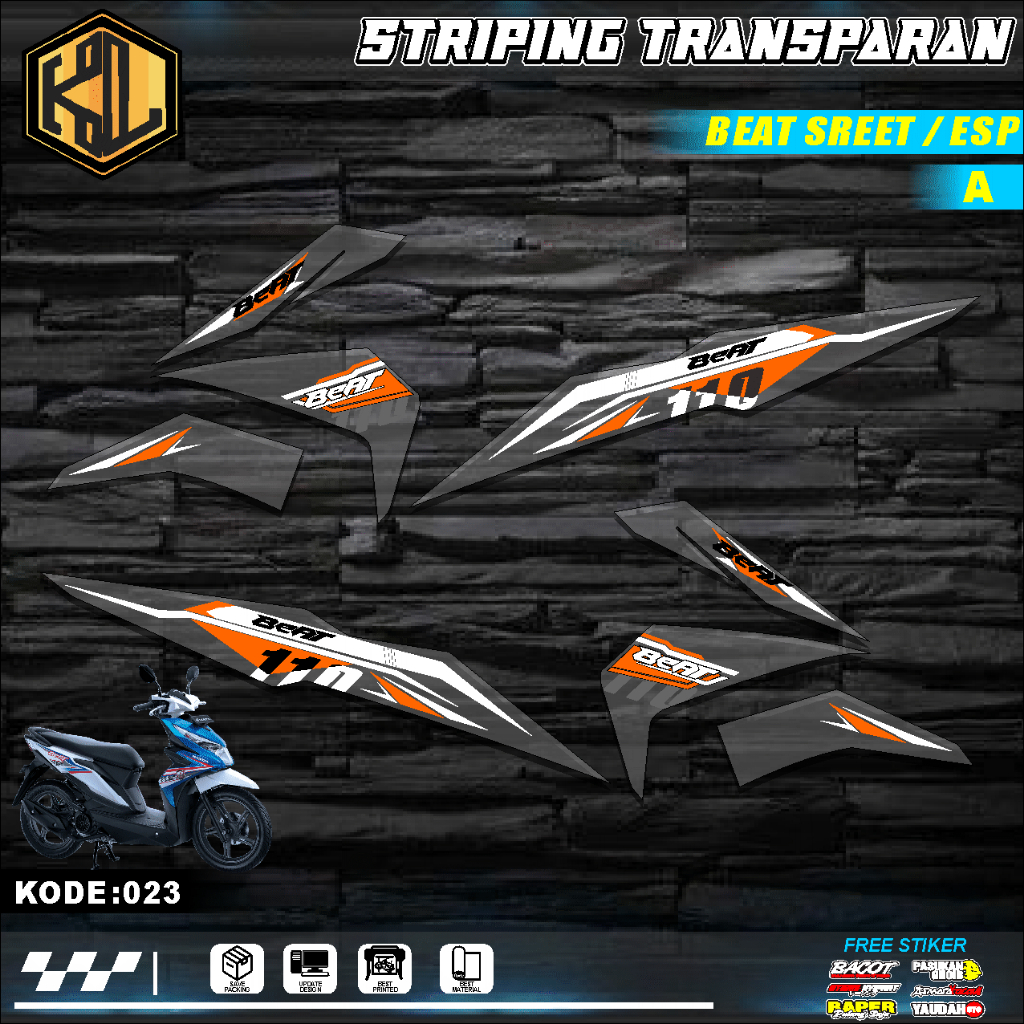 Transparent STRIPING Sticker HONDA BEAT STREET/ESP 2017-2019 Latest ...