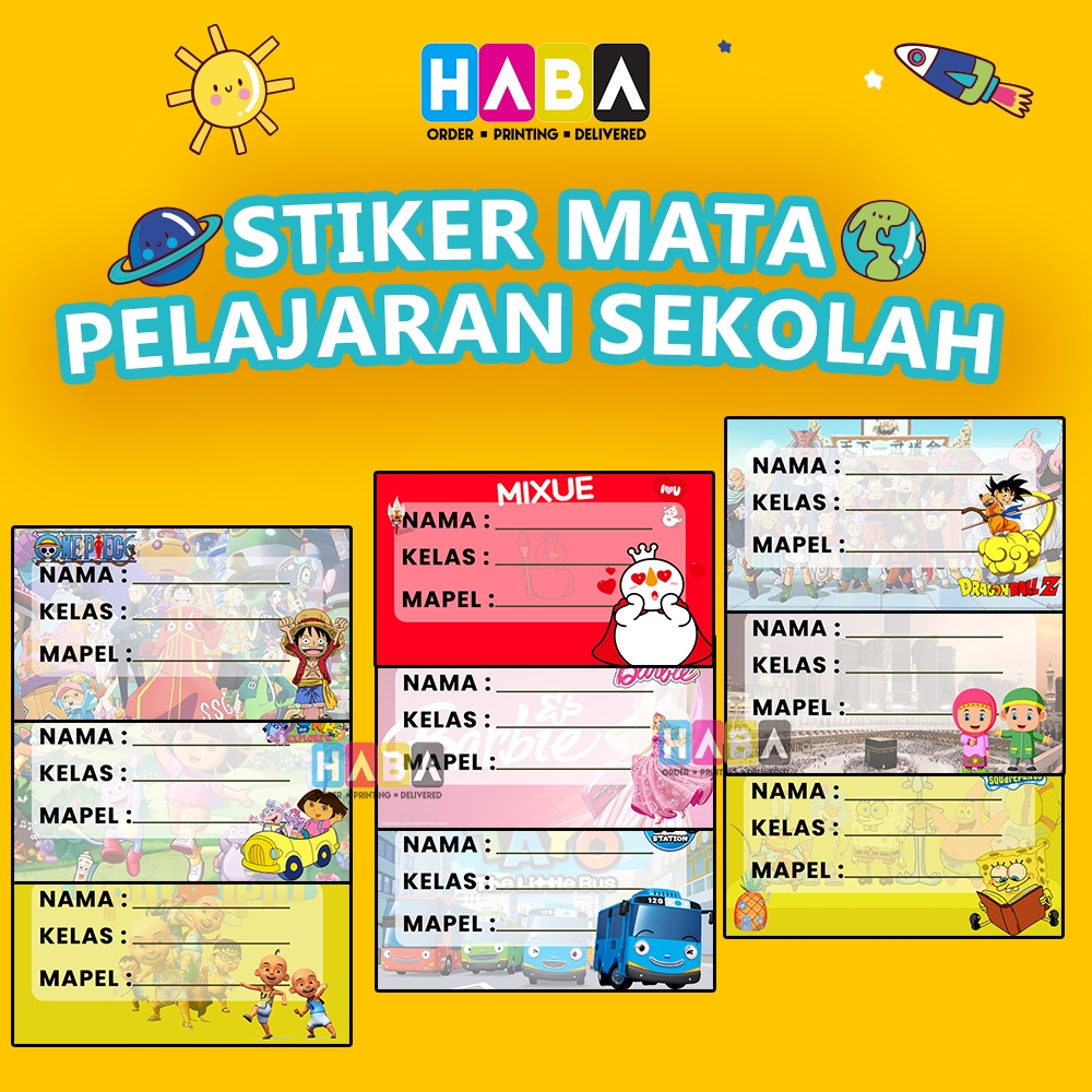 MATA [CAN IN ONE] SCHOOL LESSON EYE STICKERS | MAPEL NAME LABEL ...