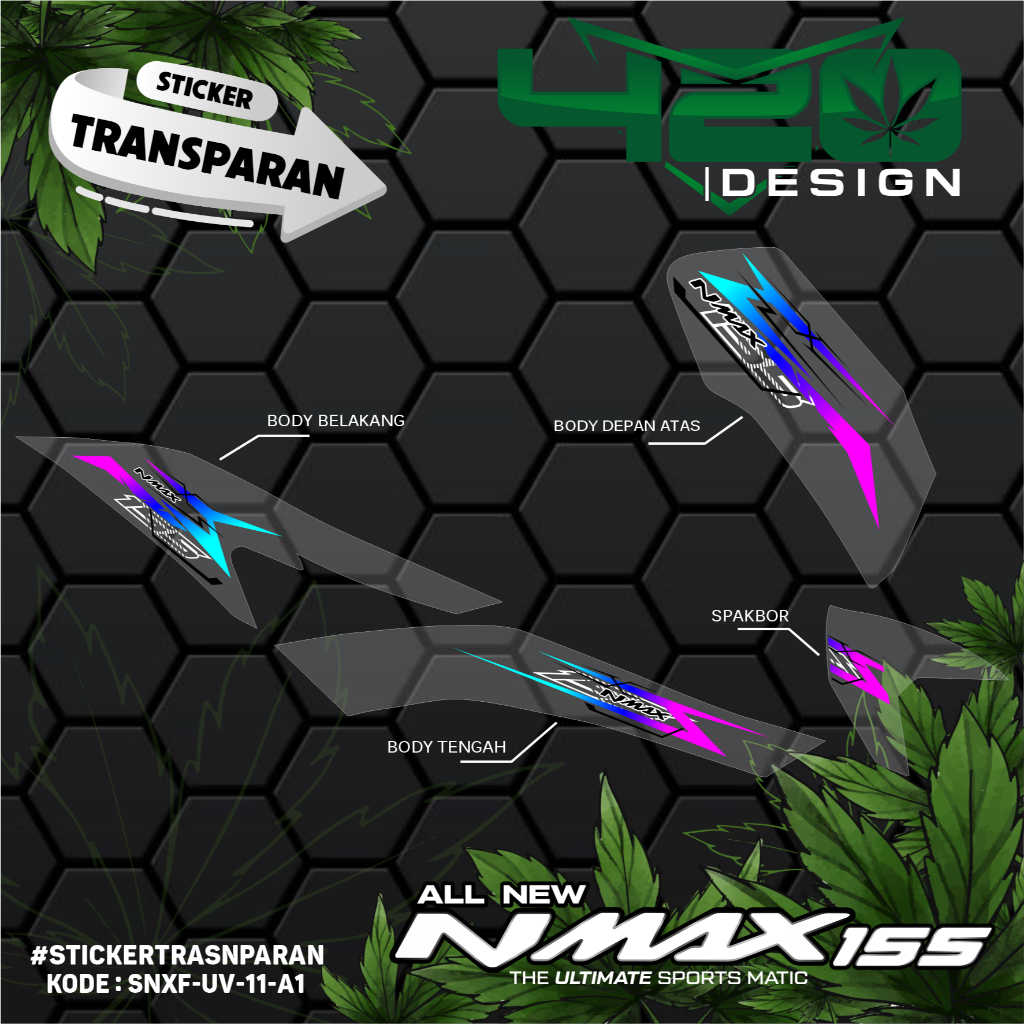 NMAX 155 New UV Transparent Striping Simple Design Color Variations ...