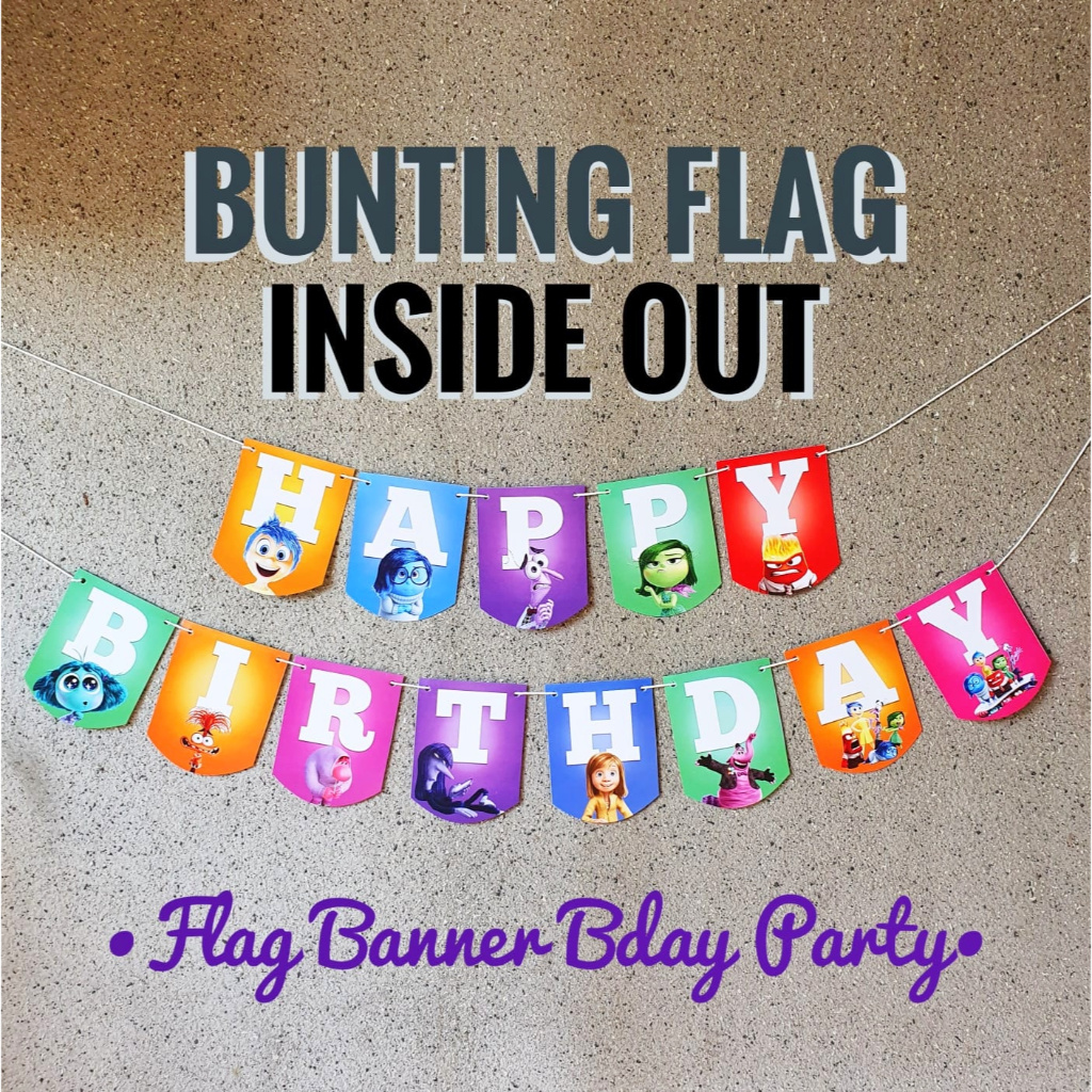 Inside Out Flag Banner Bunting Happy Birthday Party Decoration Birthday ...