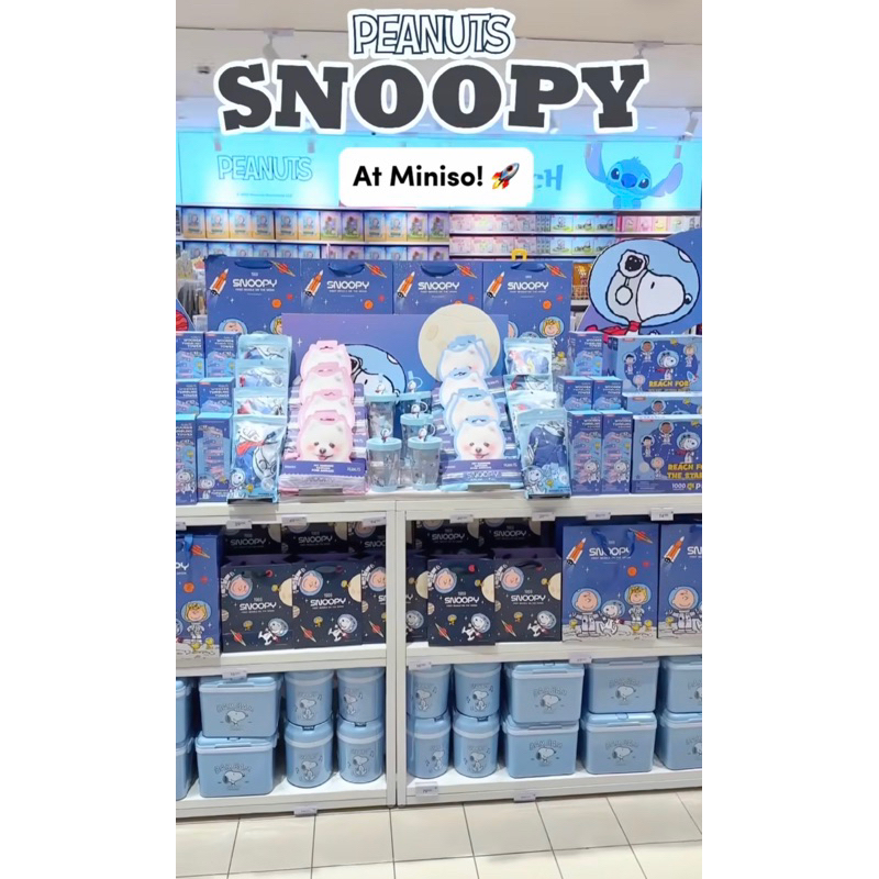 MINISO X SNOOPY PEANUTS BLUE EDITION DRINKING BOTTLE TUMBLR BACKPACK ...