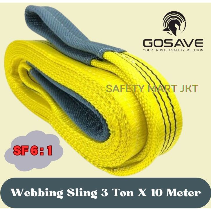 GOSAVE Webbing Sling // Safety Weight Lifting Strap 3 TON X 10 M ...