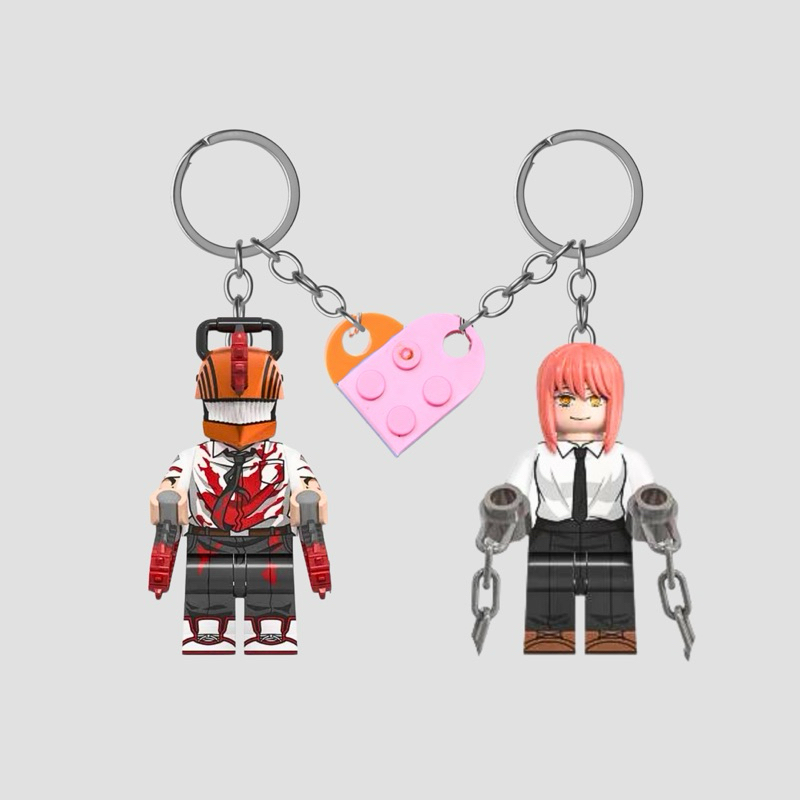 Dhis Project Shiny Keychain LEGO Minifigure Orange Denji & Pink Makima ...