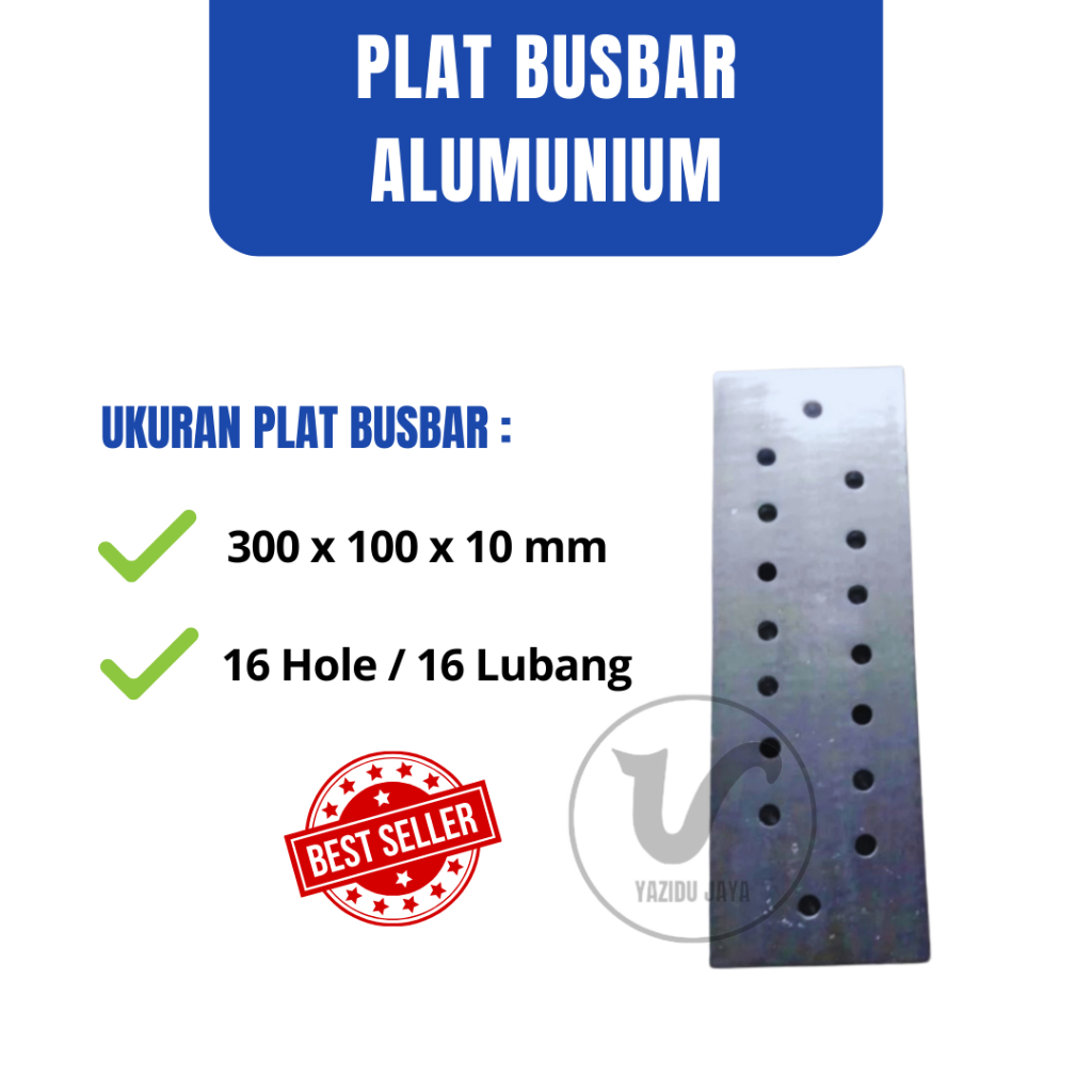 Aluminum Busbar Plate Size 300 x 100 x 10 mm 16 Hole 16 Electrical ...