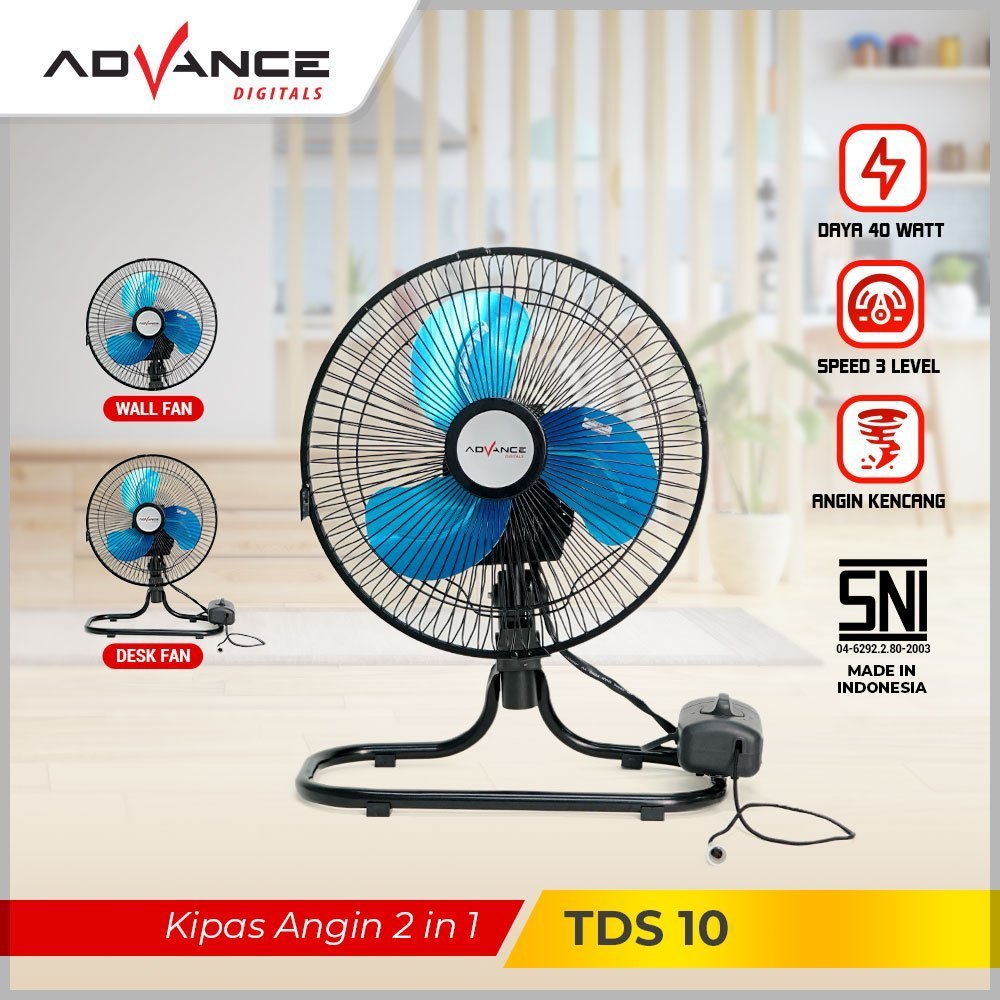 Advance Votre10 Desk Fan Wall Fan 10" 2in1 Electric Fan Desk & Wall Fan ...