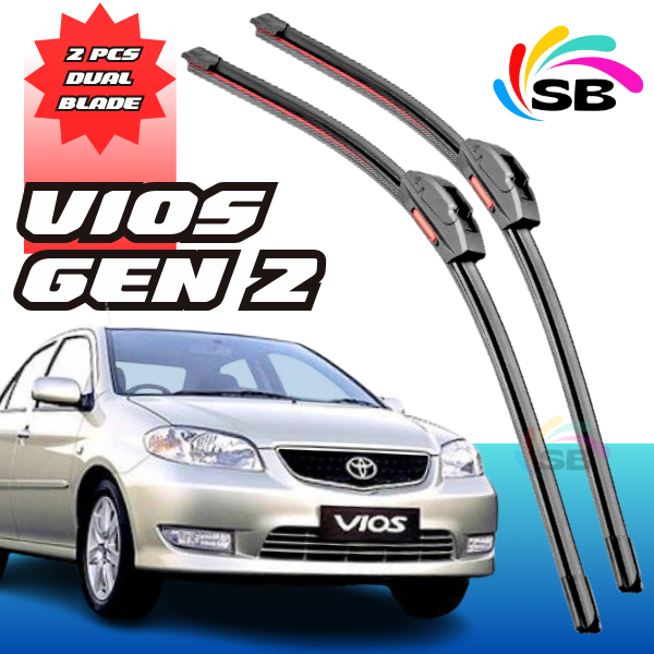 Vios GEN 2 FRAMELESS WIPER DOUBLE RUBBER VIOS GEN2 DUAL RUBBER WIPER 1 ...