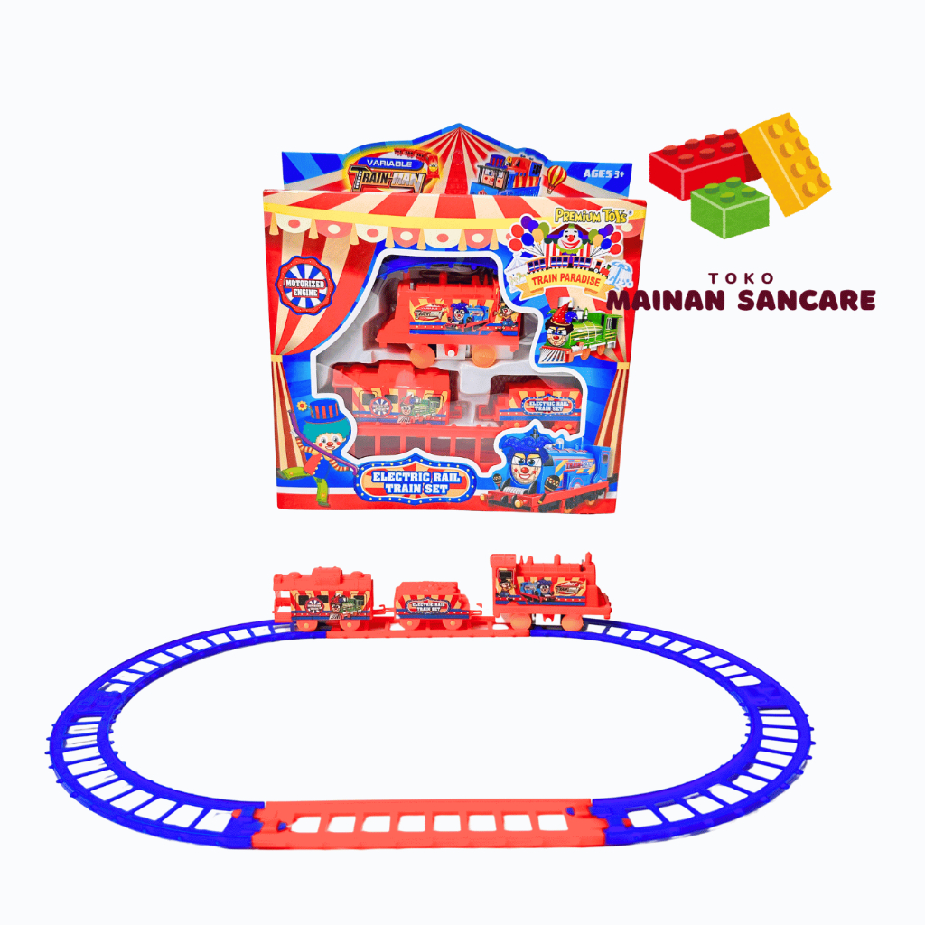 Toy TRAIN 3 LOCOMOTIVE CARS - BADUT CHARACTER TRAIN - TRAIN SET TRACK ...