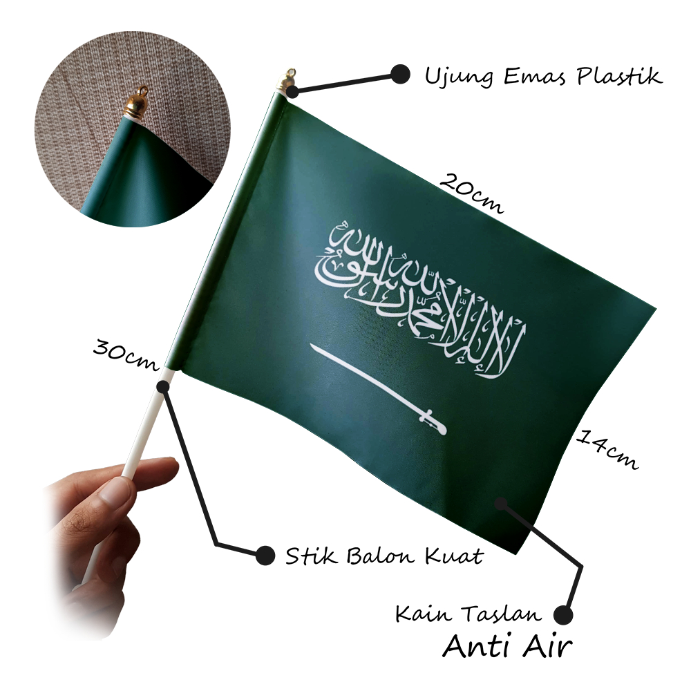 Nazhifa Printing - Saudi Arabia Hand Flag - Small Parade Stick, Quality ...