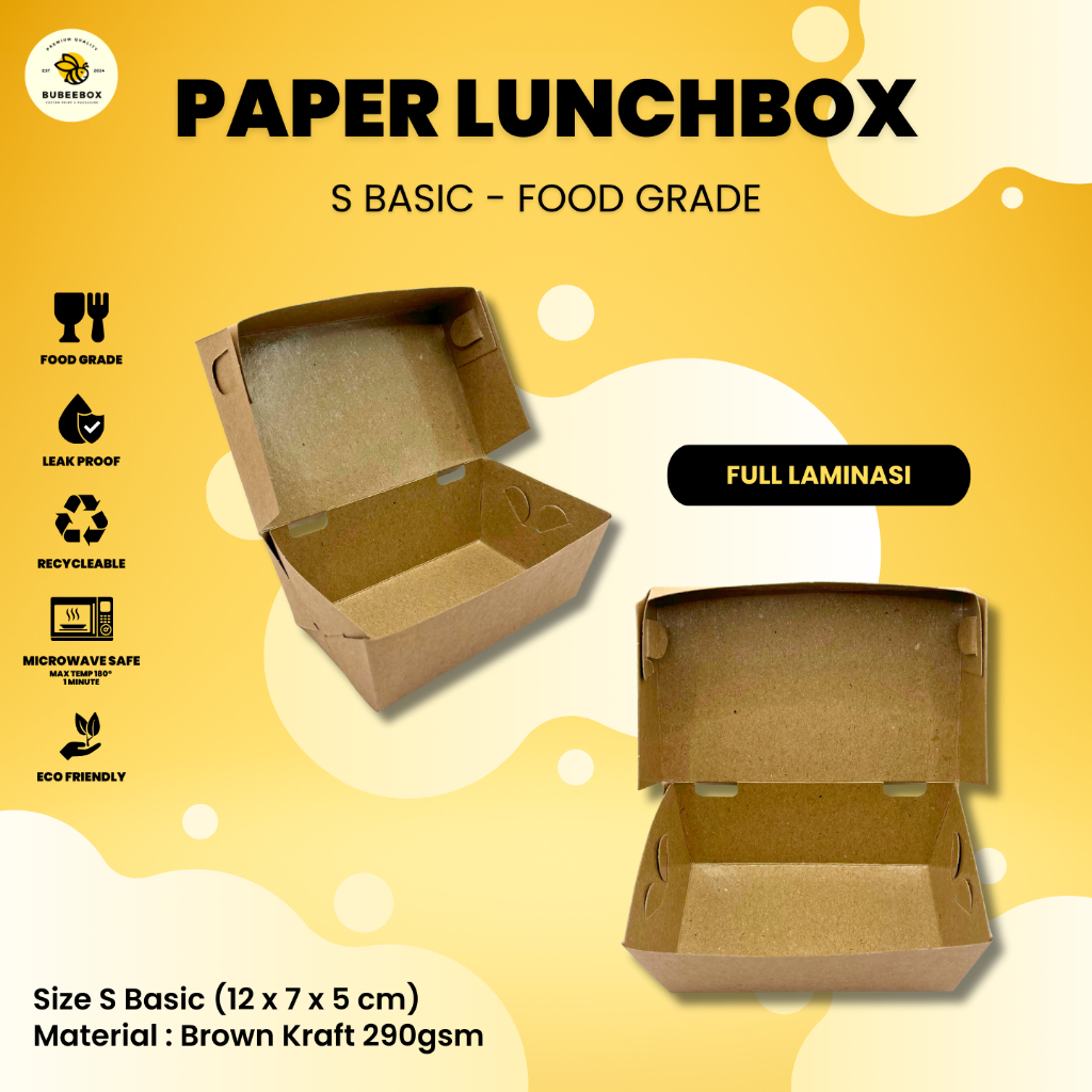 [CAN INSTANT/SAMEDAY] Paper Lunch Box / Lunch Box Size S BASIC / Thick ...