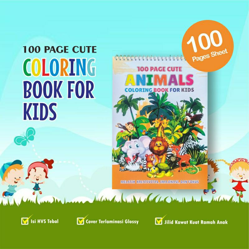 Coloring Book 100 Pages Cute Animals Coloring Book For Kids (Color ...