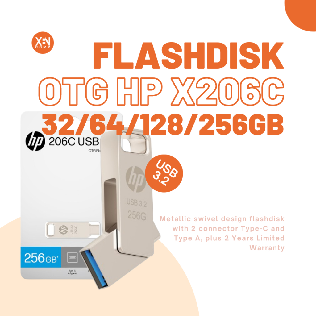 HP x206c OTG Type C Flashdisk 32GB 64GB 128GB 256GB USB 3.2 Original ...