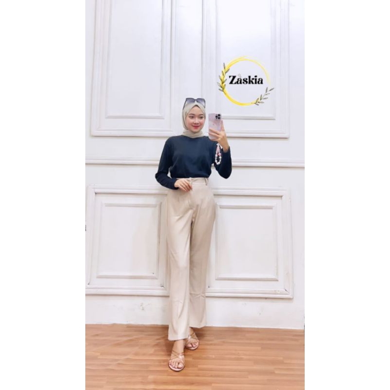 Premium Women's Haighwaist Knit Cutbray Knit Pants | Shopee Philippines