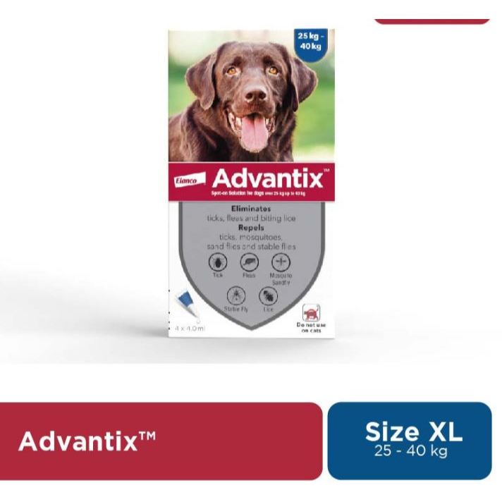 Advantix XL for Extra Large Dog above 25KG Large Flea & Tick Dog Flea ...