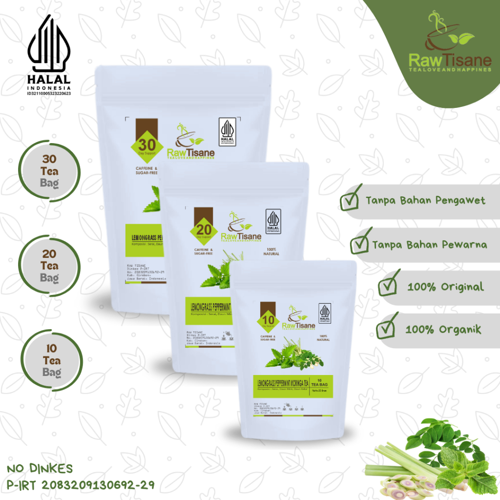 Raw TISANE Lemongrass Peppermint Moringa Tea: Lemongrass Leaf Tea, Mint ...