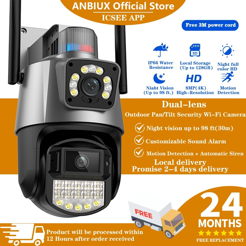 LAYAR Icsee Camera 8MP 4K HD CCTV WIFI Dual Lens Dual Screen Display ...