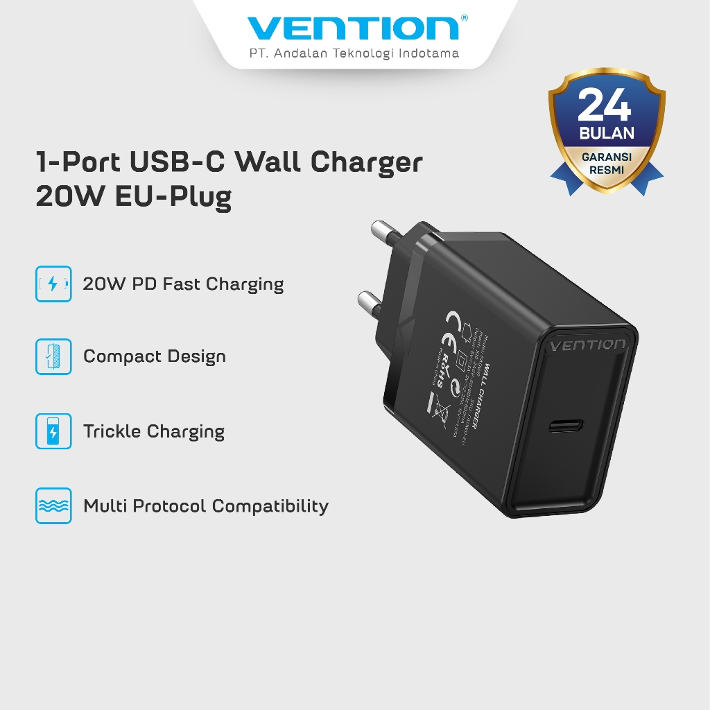 Vention Wall Charger USB Type C PD 20W Fast Charging - FAD | Shopee ...