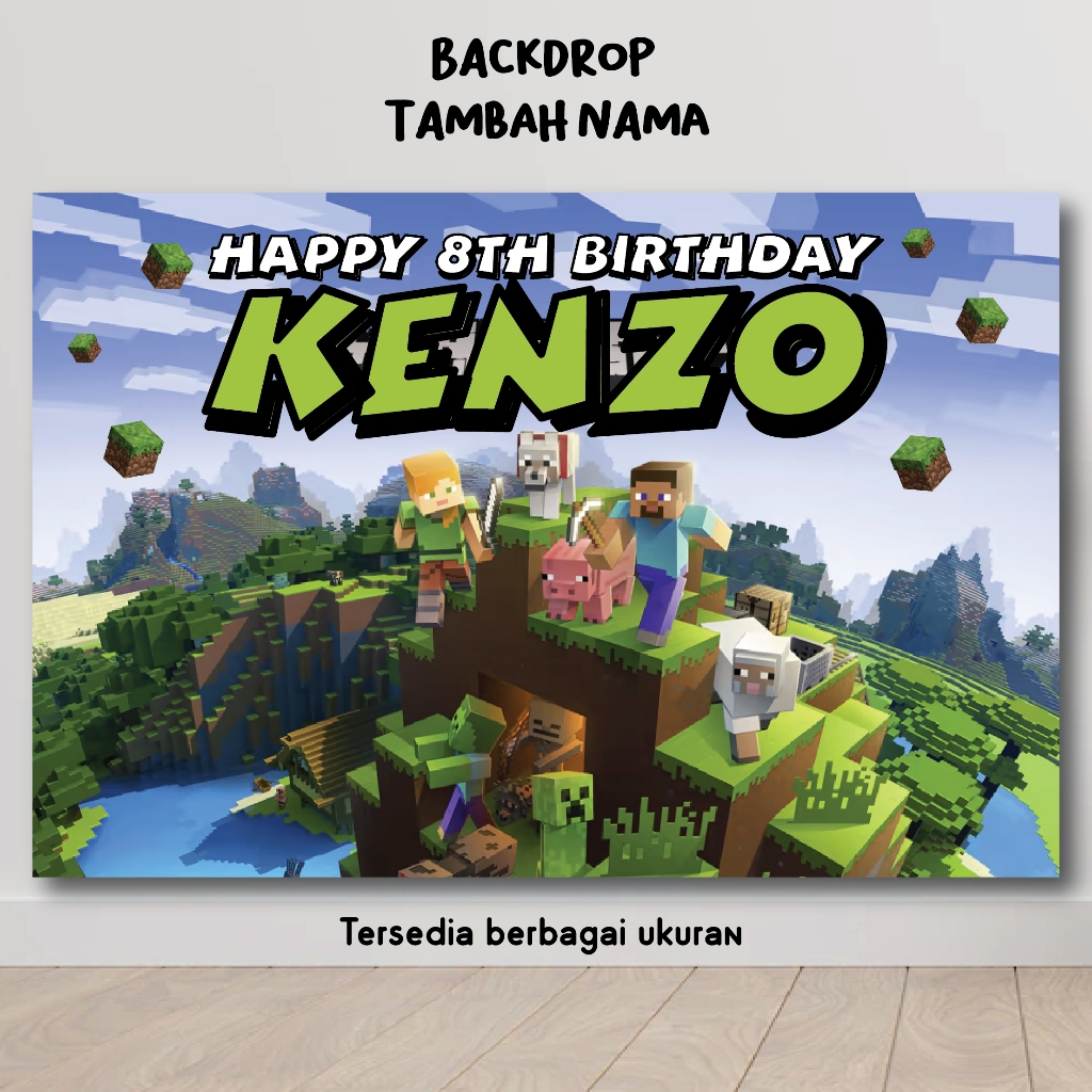 Minecraft BACKDROP BACKGROUND BANNER WALLPAPER HBD BIRTHDAY Decoration ...
